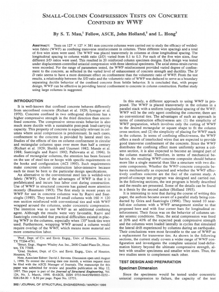 1library - Small-Column Compression Tests On Concrete Confined by WWF | PDF