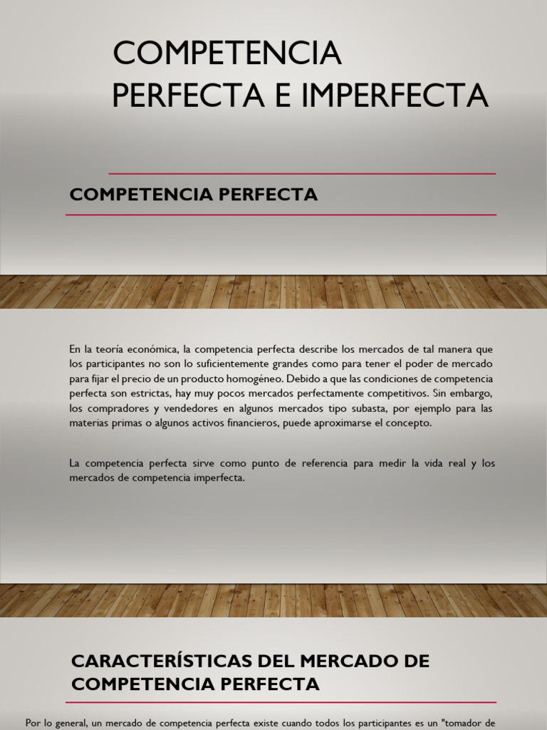 La Competencia Perfecta y La Competencia Imperfecta | PDF | Mercado ...