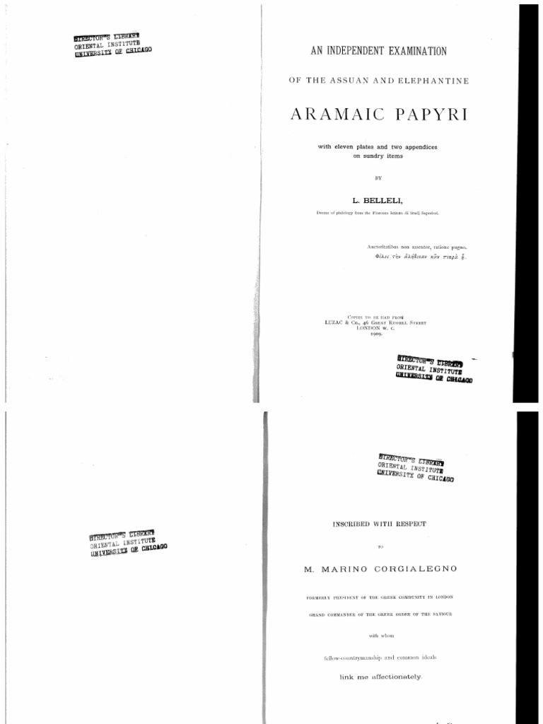 Belleli Aramaic Papyri 1909 | PDF | Hebrew Calendar | Papyrus