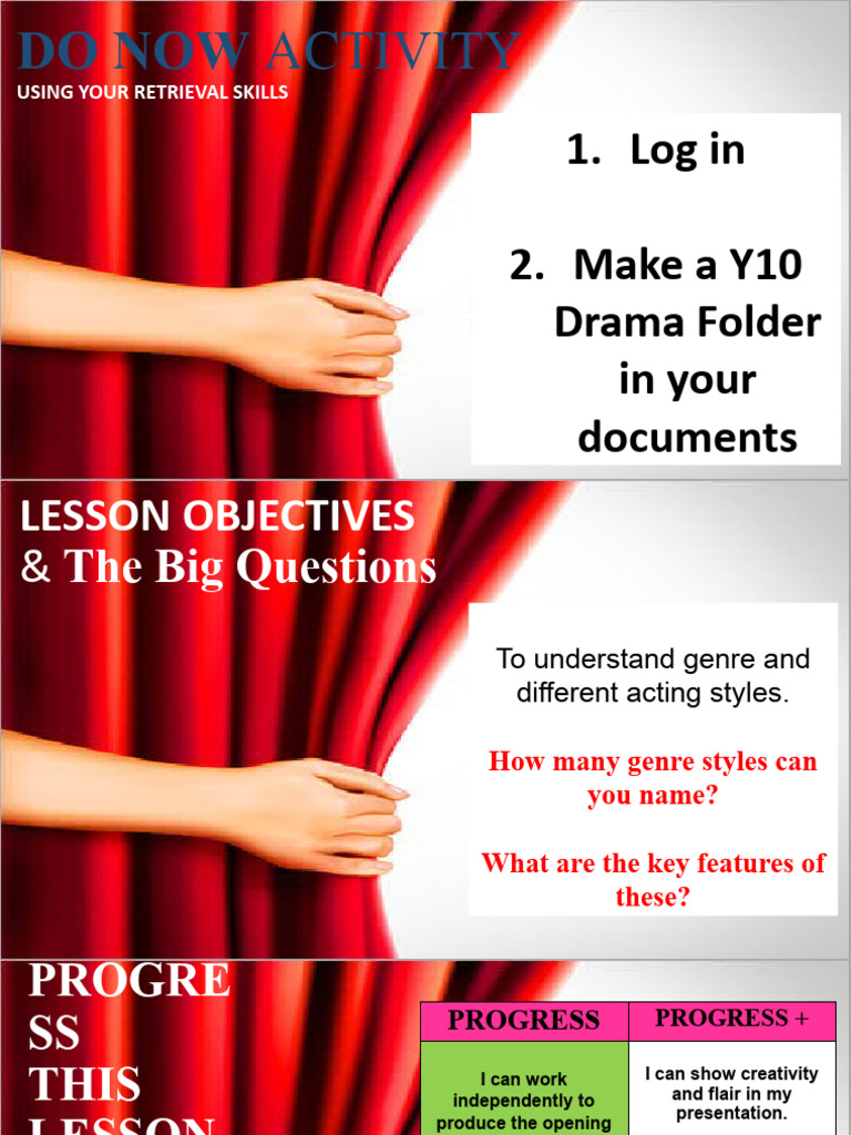 Lesson 2 Year 10 Drama - ICT Genres | PDF | Genre | The Arts