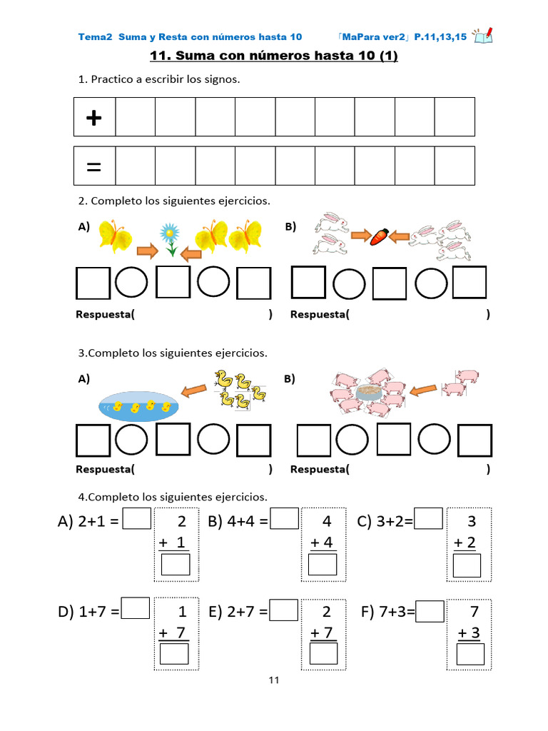Tema 2 Suma y Resta Con Numeros Hasta 10 | PDF
