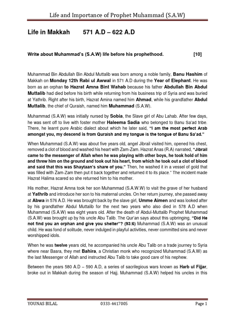Life in Makkah 571-632 | PDF | Muhammad | Prophets And Messengers In Islam