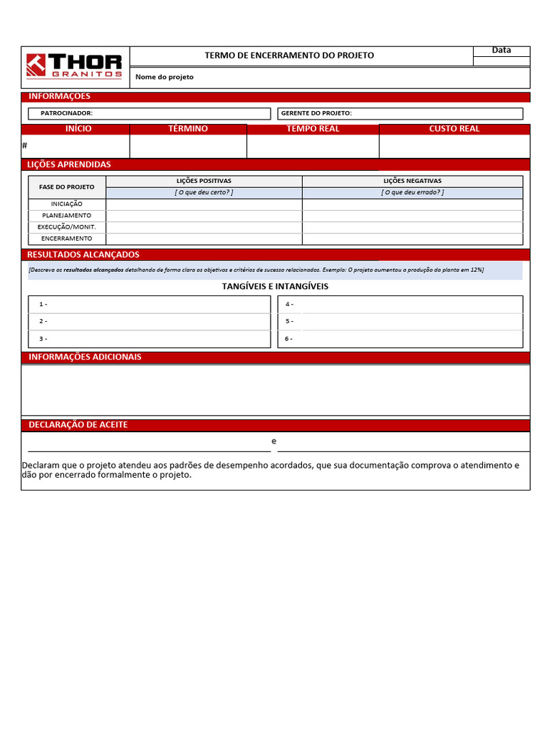 TEP - Termo de Encerramento Do Projeto | PDF