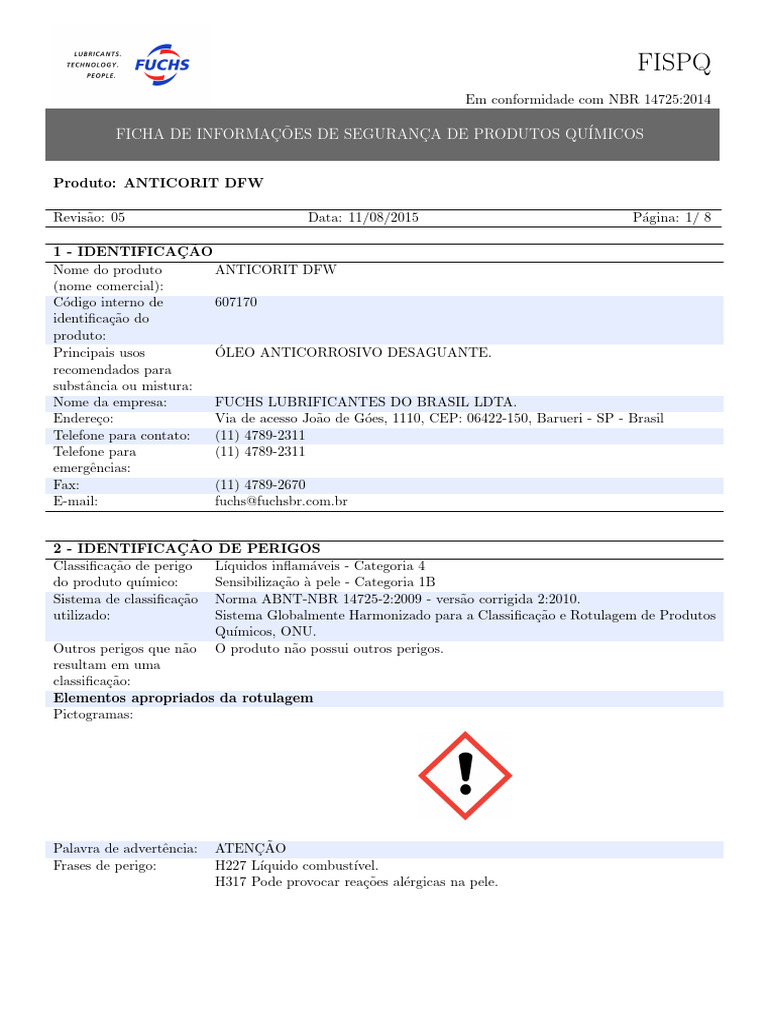 Anticorit DFW - Fispq GHS | PDF | Química | Ciências Físicas