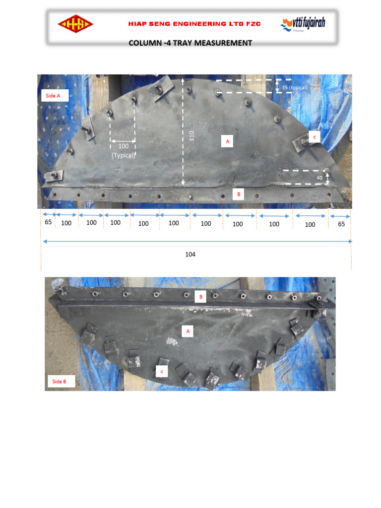 COLUMN -4 Tray Measurment | PDF
