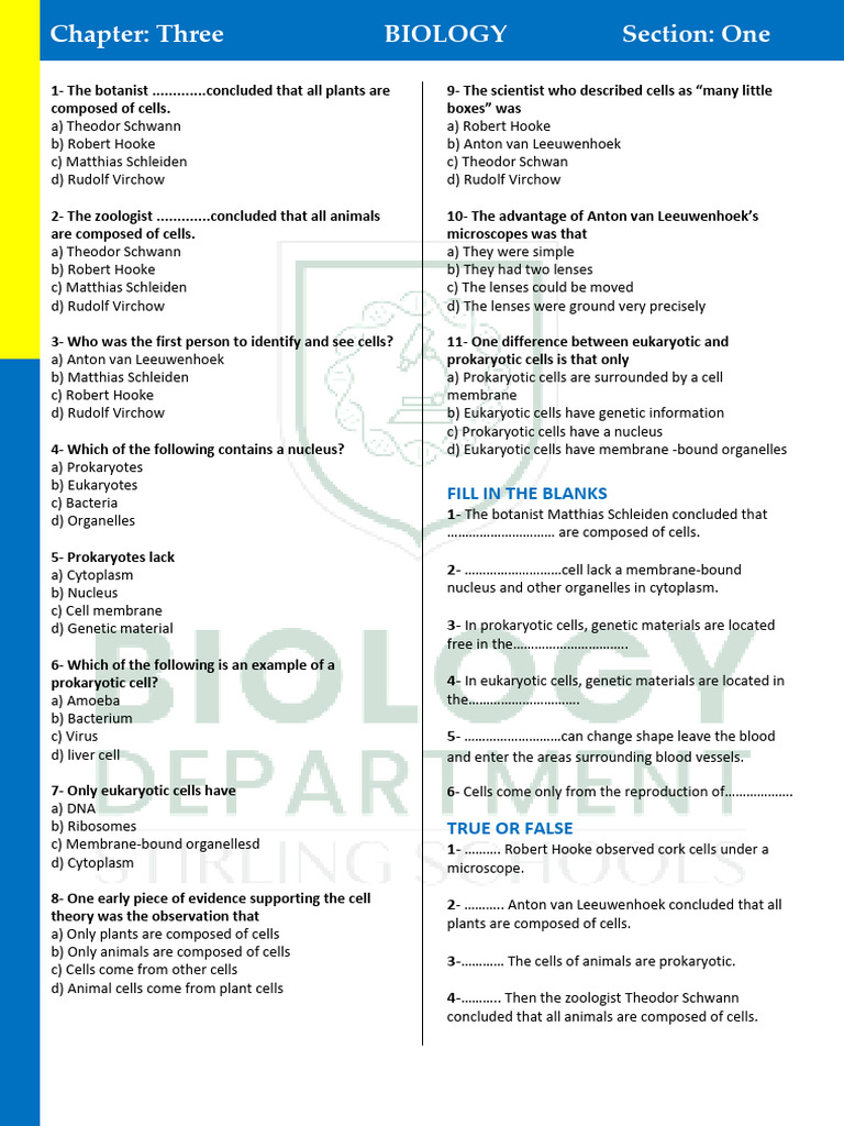 Chapter 3 - Sections 1 and 2 | PDF | Cell (Biology) | Organelle