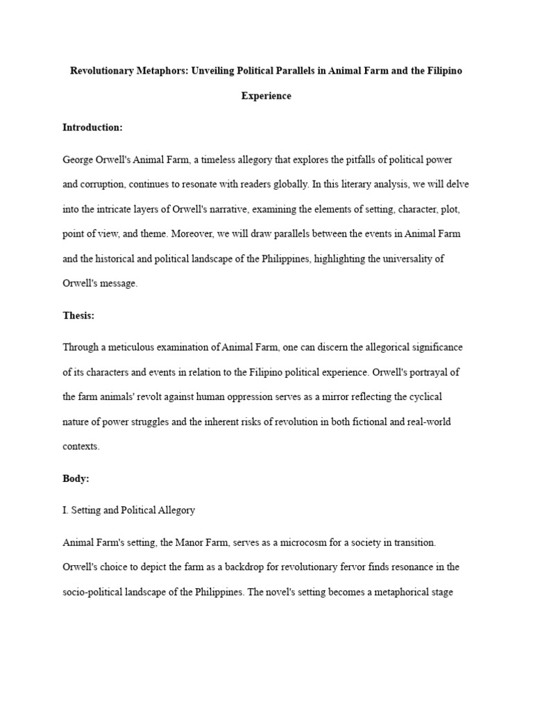 ANIMAL FARM LITERATURE ANALYSIS | PDF | Narration | Narrative