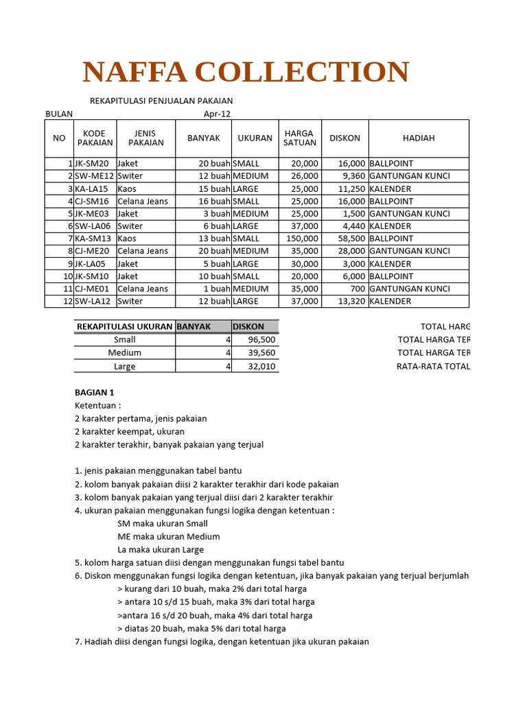 Soal Latihan Praktik Excel 1 (Done) | PDF