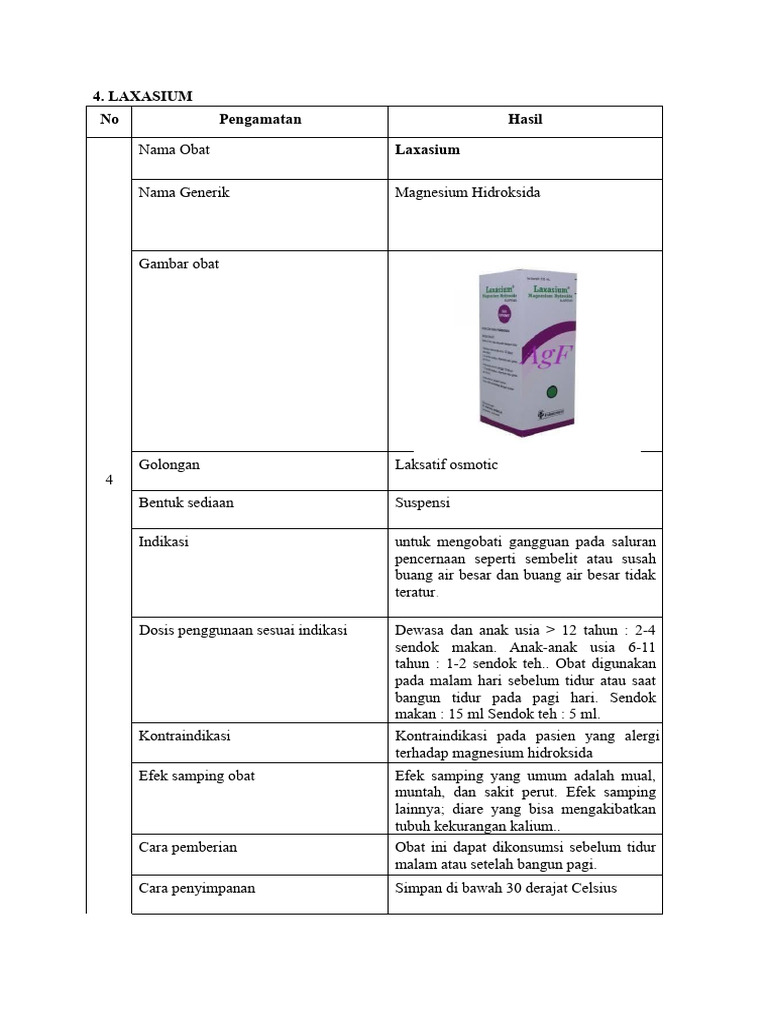 Dosis dan Penggunaan Laksatif Osmotik | PDF