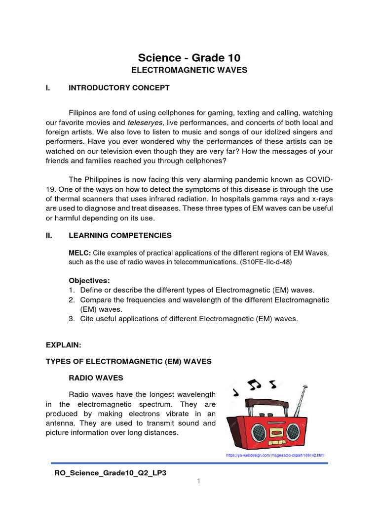 Science-10 Q2 LP3-Lesson | PDF | Ultraviolet | Electromagnetic Spectrum