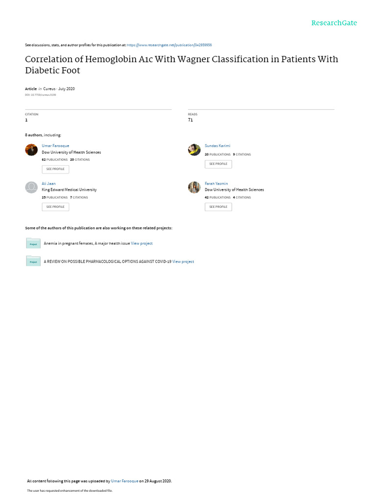 Correlation of Hemoglobin A1c With Wagner Classification in Patients ...
