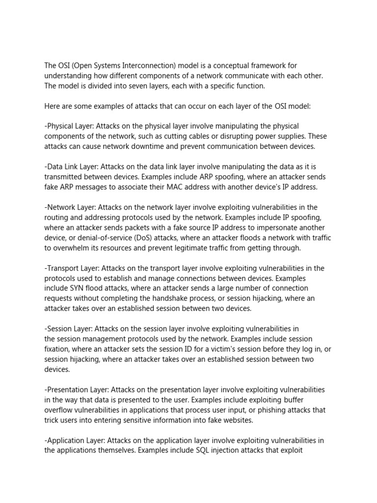 Common Security Attacks On OSI Model | PDF | Denial Of Service Attack | Computer Network