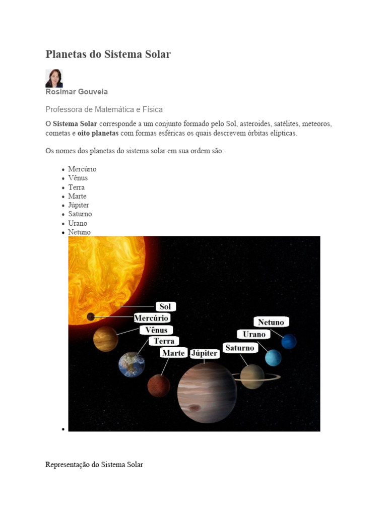 Planetas Do Sistema Solar | PDF | Planetas | Sistema Solar