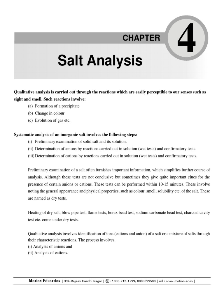 Salt Analysis (Theory) - Eng | PDF