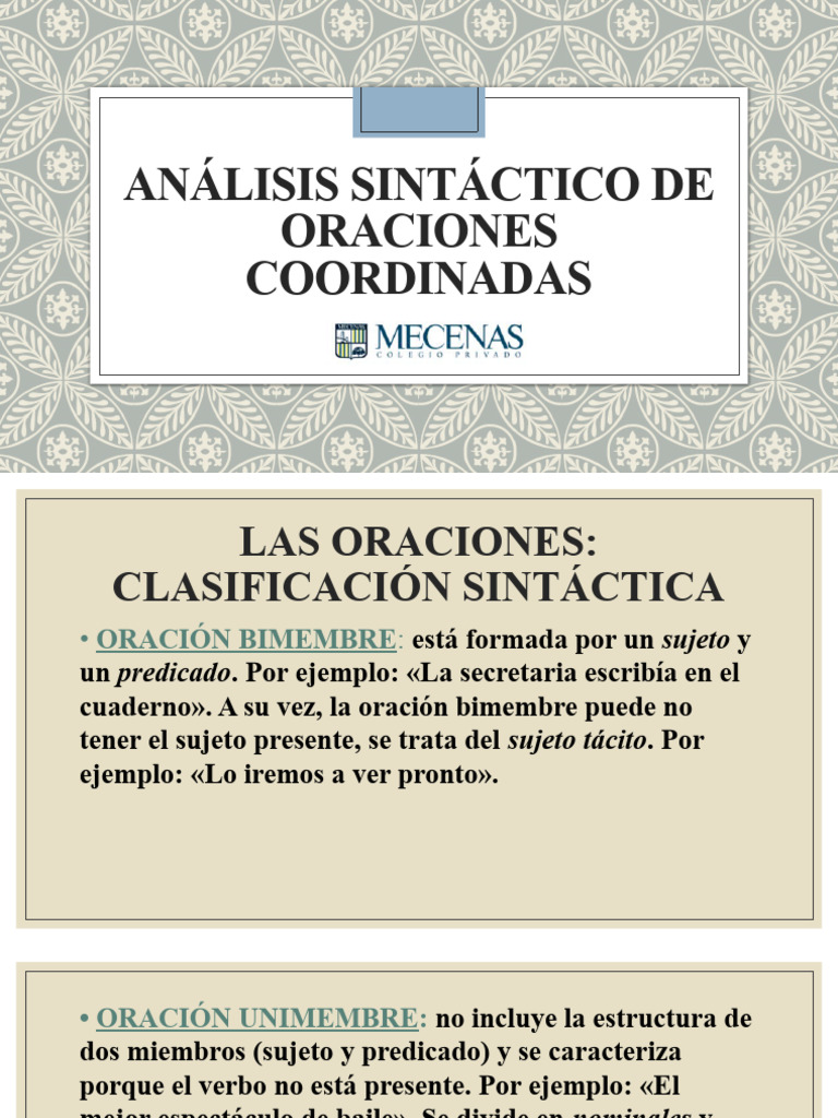 Análisis Sintáctico de Oraciones Coordinadas | PDF | Verbo | Adverbio