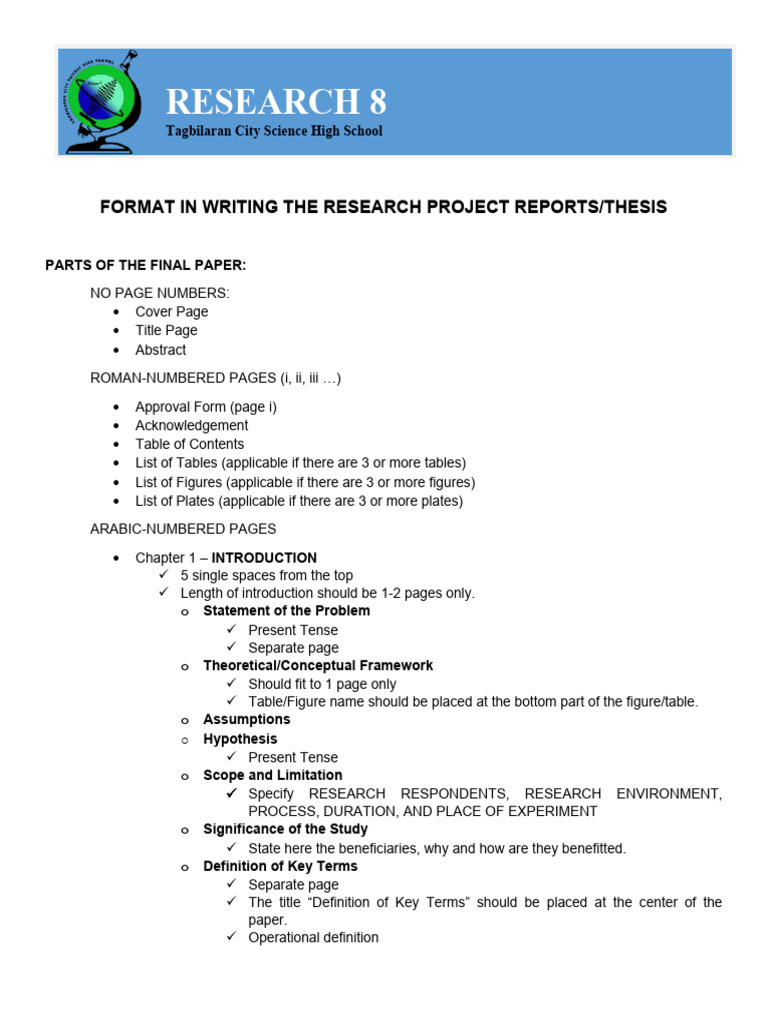 FORMAT IN WRITING THE RESEARCH Grade 8 2 | PDF | Methodology | Letter Case