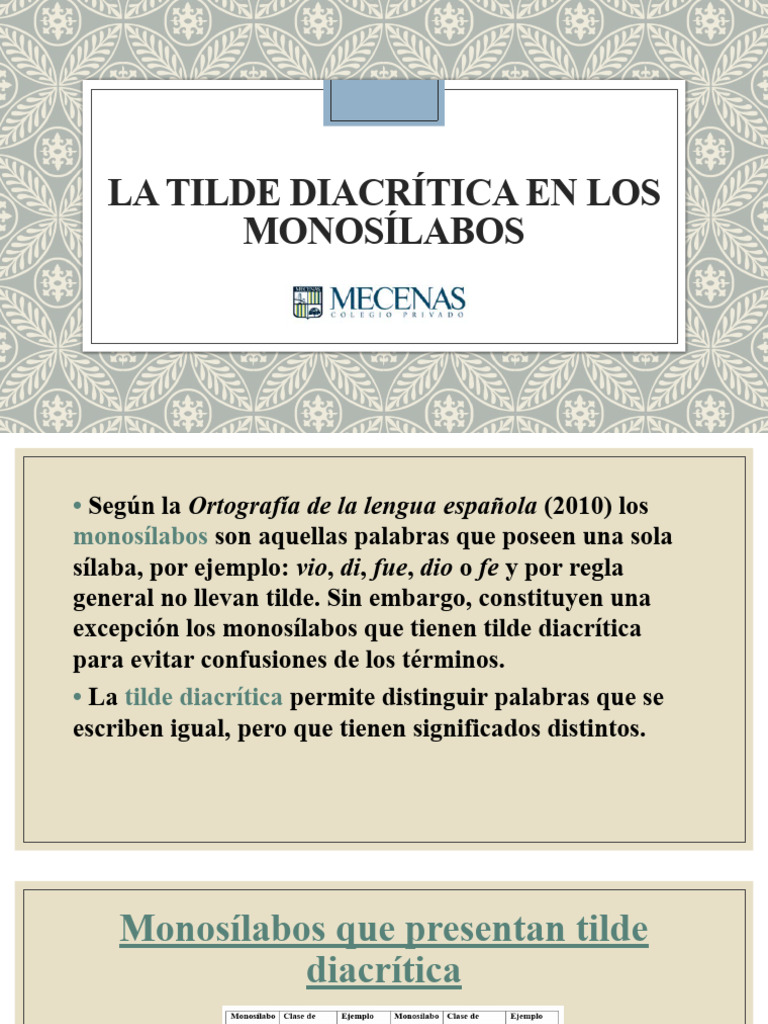 La Tilde Diacrítica en Los Monosílabos | PDF