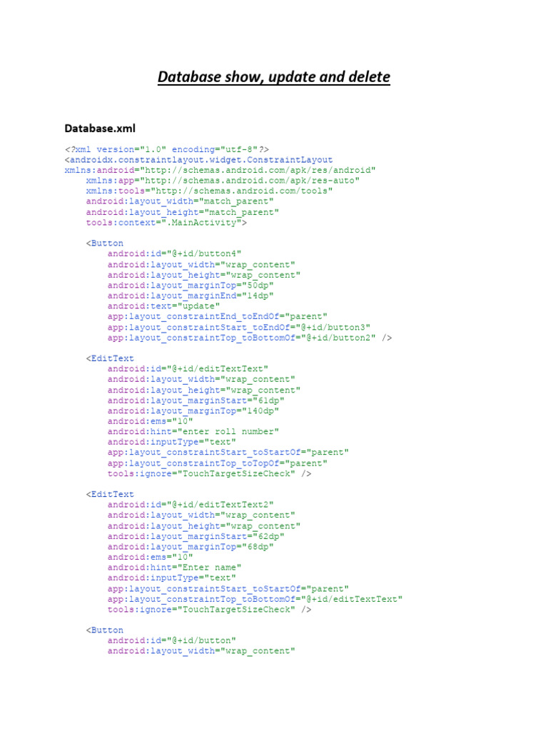 Android Database | PDF | Android (Operating System) | String (Computer Science)