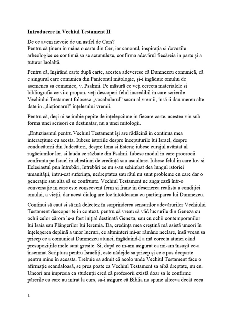 Introducere in Vechiul Testament II | PDF