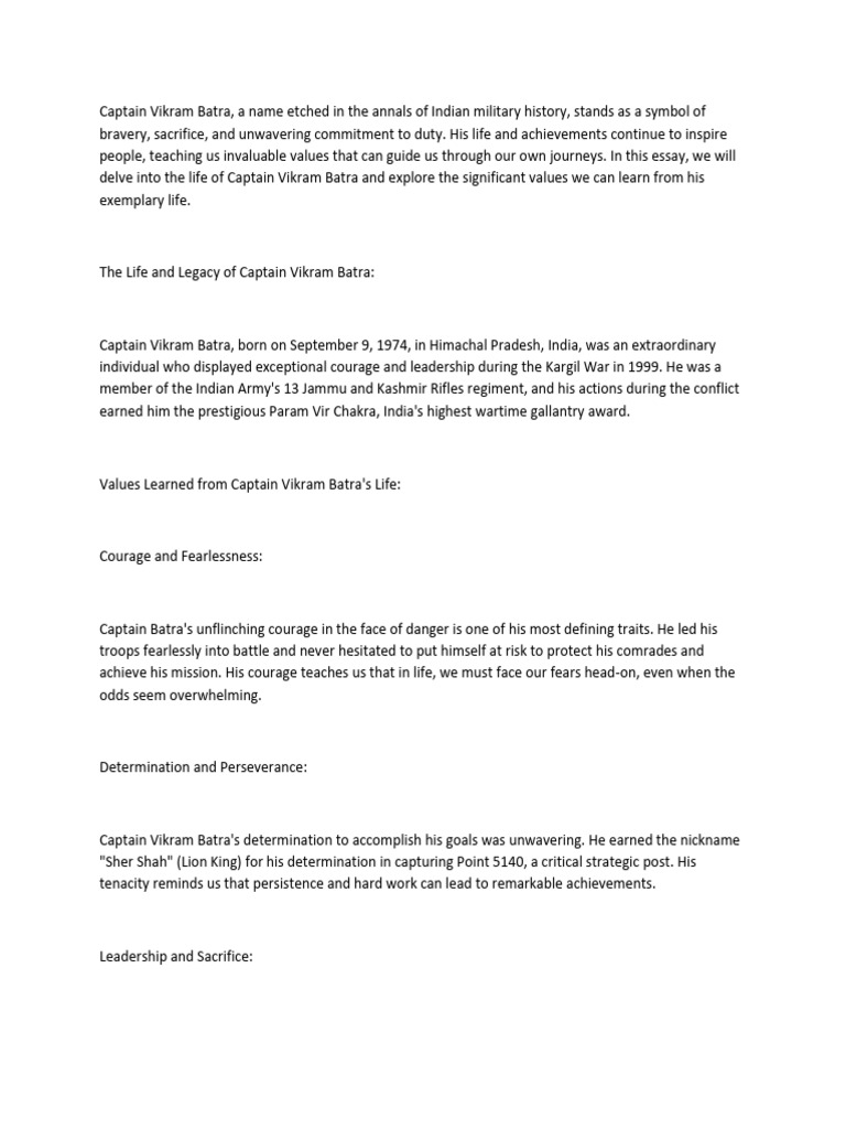 Captain Vikram Batra | PDF | Courage | Military