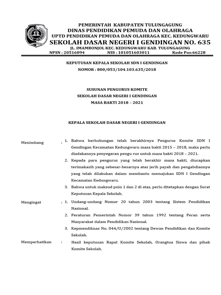 Proposal SK Komite | PDF