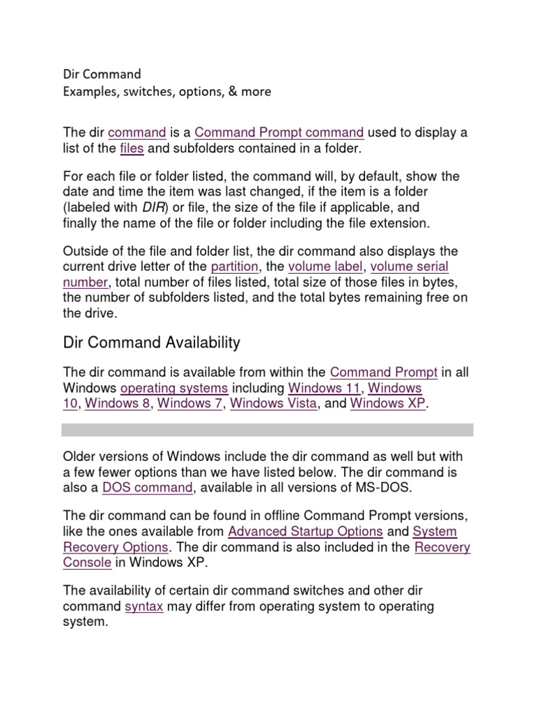 Dir Command | PDF | Computer File | Filename