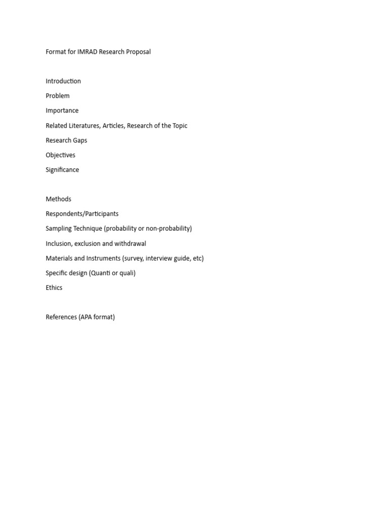 IMRAD Research Proposal Format Guide | PDF | Art