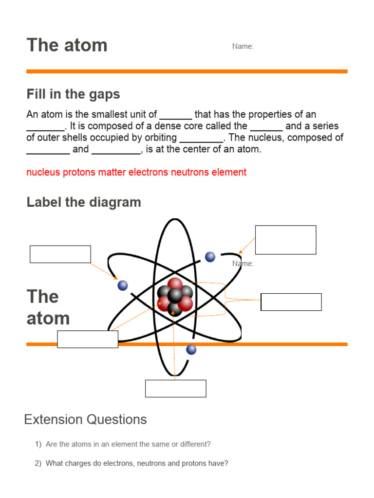 The Atom Questions | PDF | Atomic Nucleus | Atoms