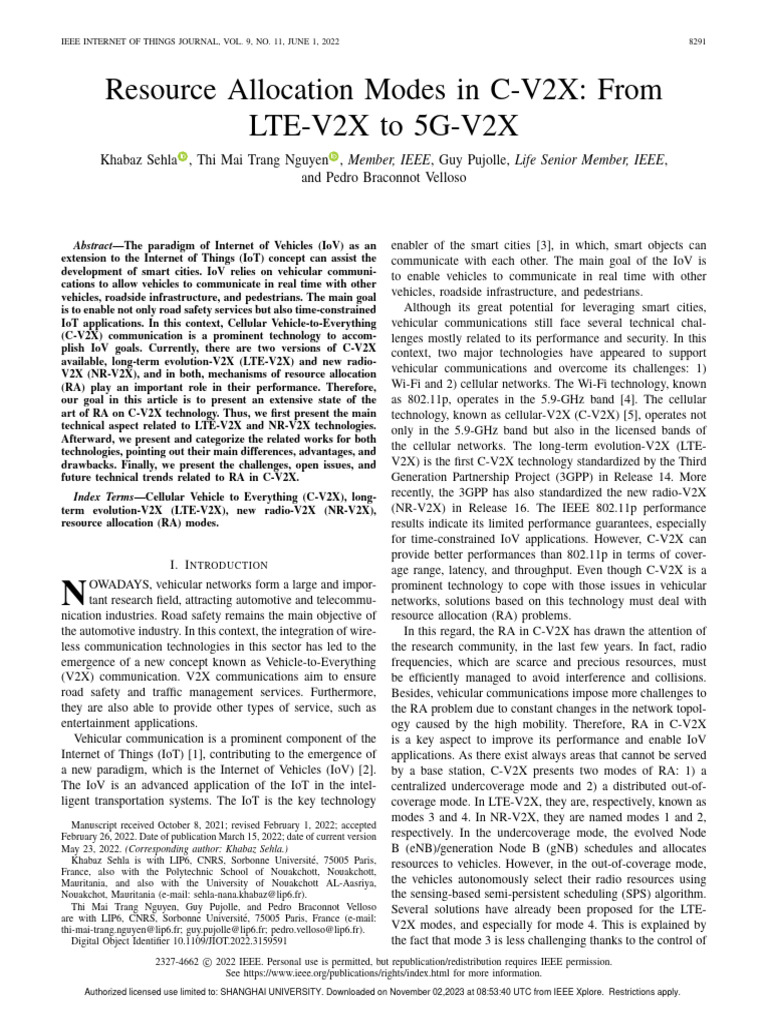 Resource Allocation Modes In C V2x From Lte V2x To 5g V2x Pdf Ieee 802 11 Orthogonal