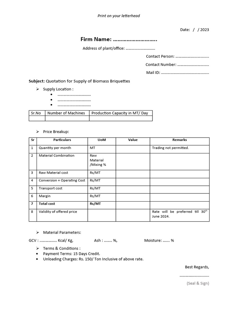 Quotation Format | PDF