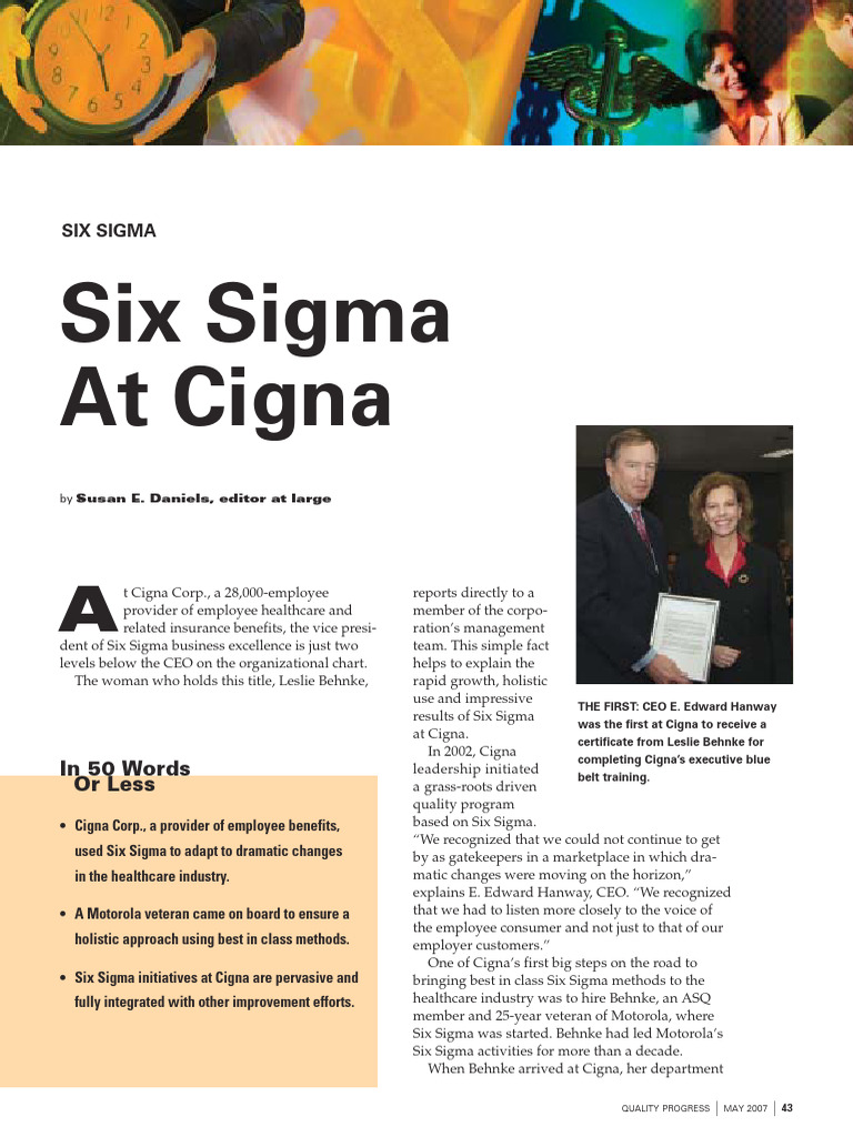 Six Sigma at Cigna | PDF | Six Sigma | Design For Six Sigma