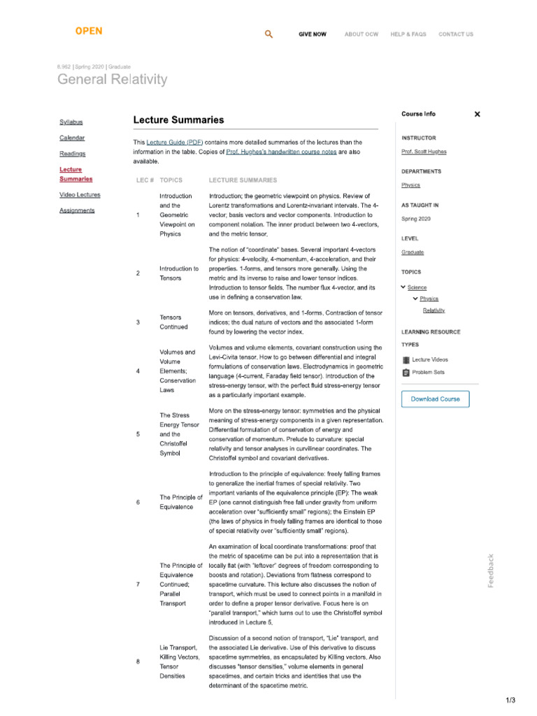 Lecture Summaries | PDF