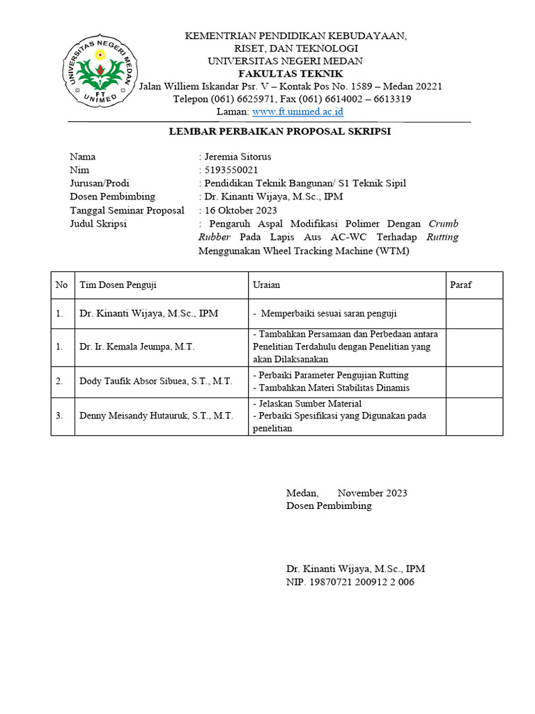 Perbaikan Proposal Skripsi Teknik Sipil | PDF