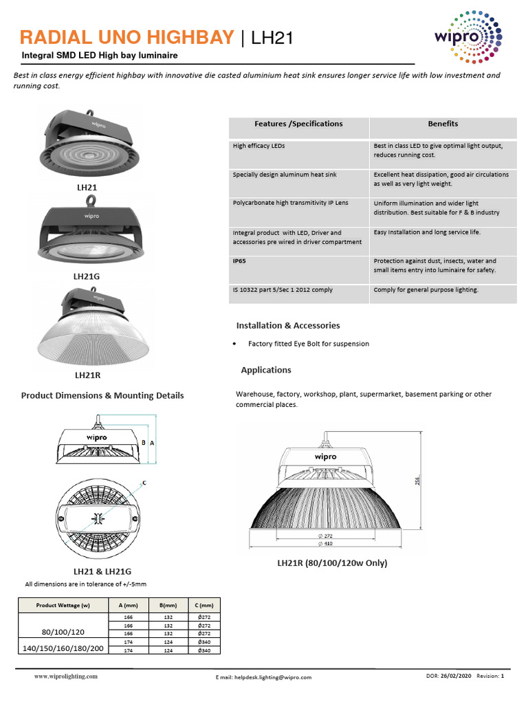 1a. Radial UNO Highbay LH21 | PDF