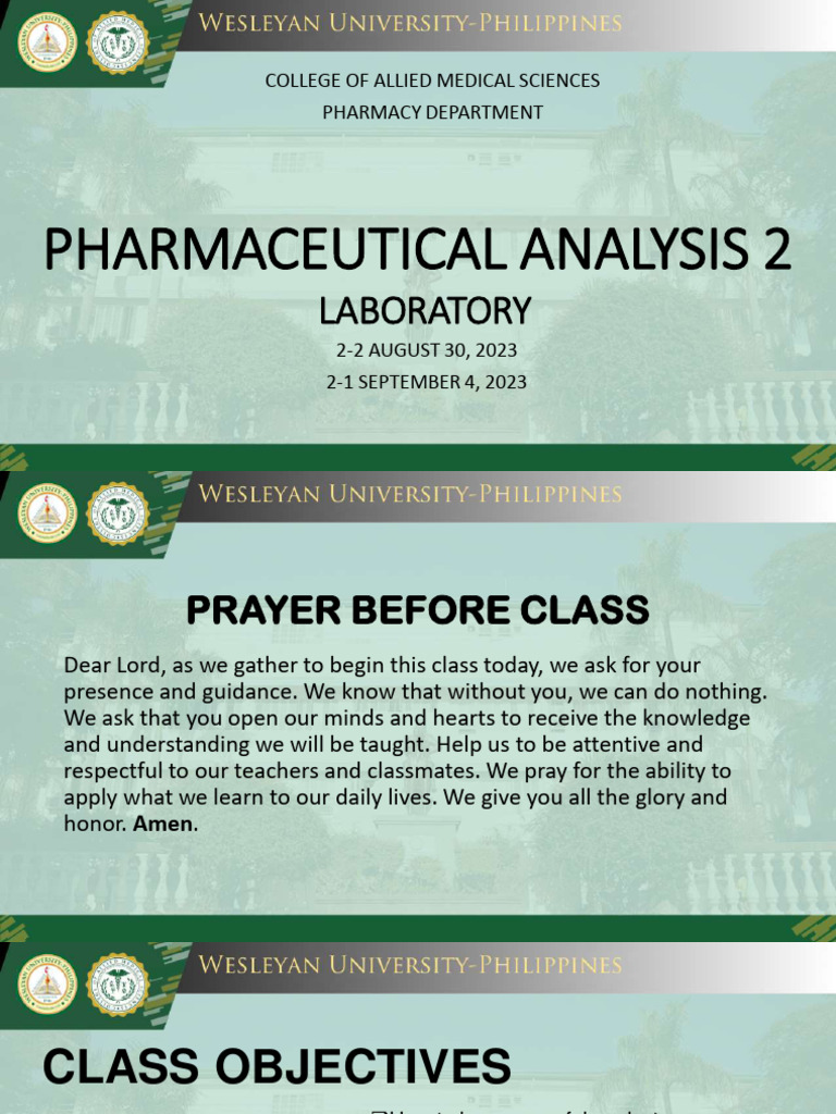 1 PH ANAL 1 LAB 2 2 Aug 30 2 1 Sept 4 | PDF