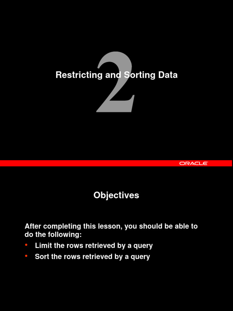 2 Restricting and Sorting Data | PDF | Data Management | Computer Science