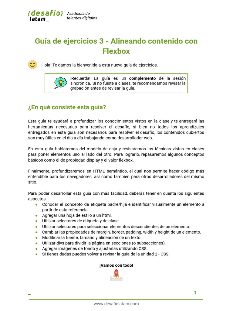 Guía de Ejercicios 3 - Alineando Contenido Con Flexbox | PDF | HTML ... Guía de Ejercicios 3 - Alineando Contenido Con Flexbox | PDF | HTML ...