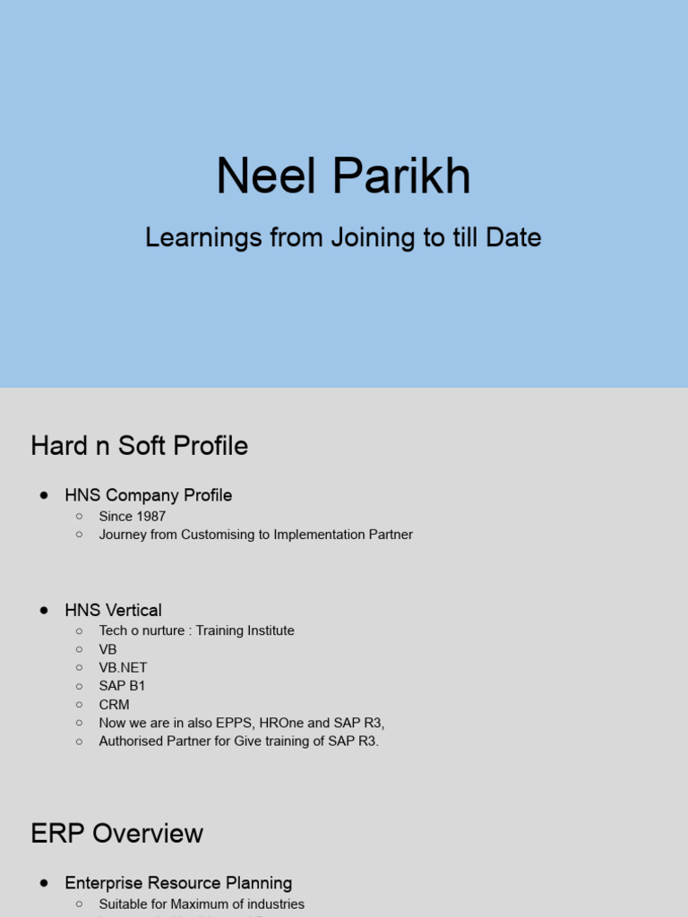 Neel Parikh's ERP Implementation Journey | PDF