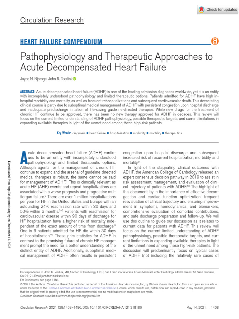 patofisiologi ADHF | PDF | Heart Failure | Diastole