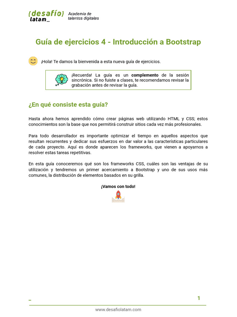 Guía de Ejercicios 4 - Introducción A Bootstrap | PDF | Bootstrap (marco frontal) | HTML