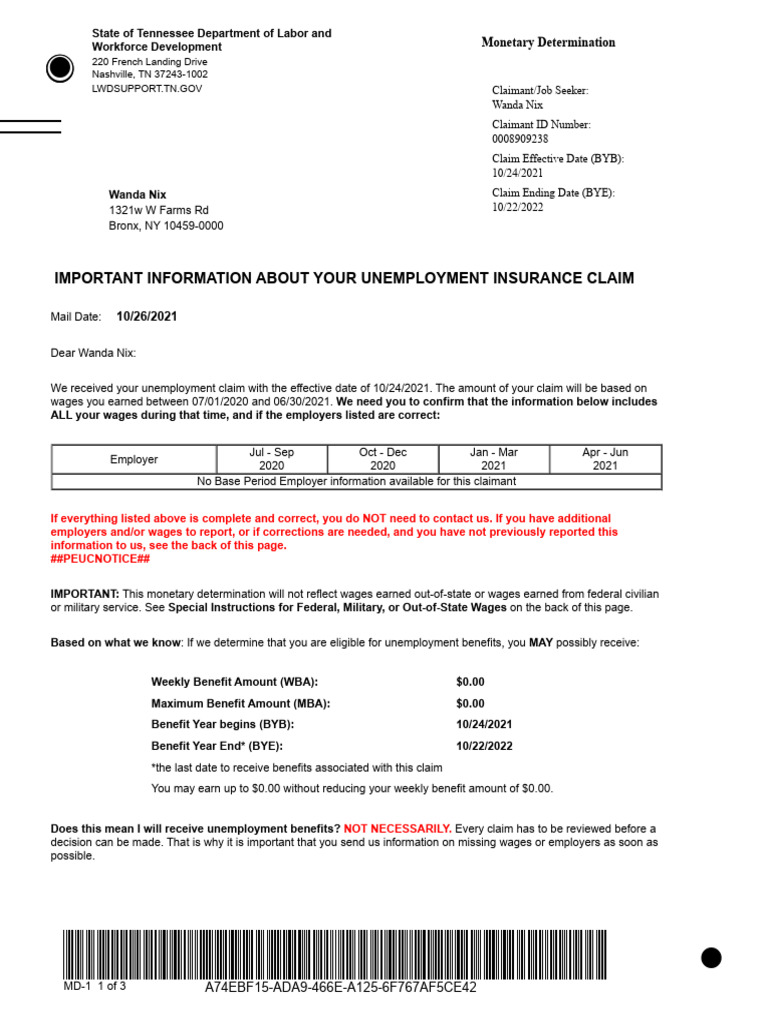 Unemployment Claim Details | PDF | Employment | Unemployment Benefits