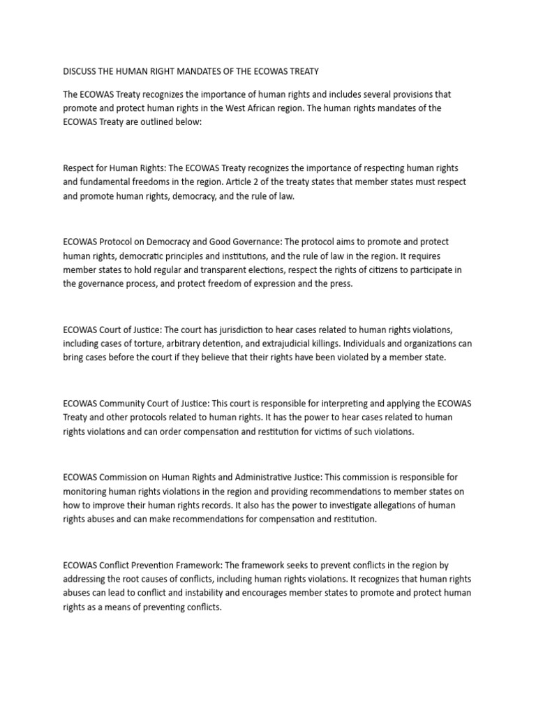 ecowas 1 | PDF | Human Rights | Treaty