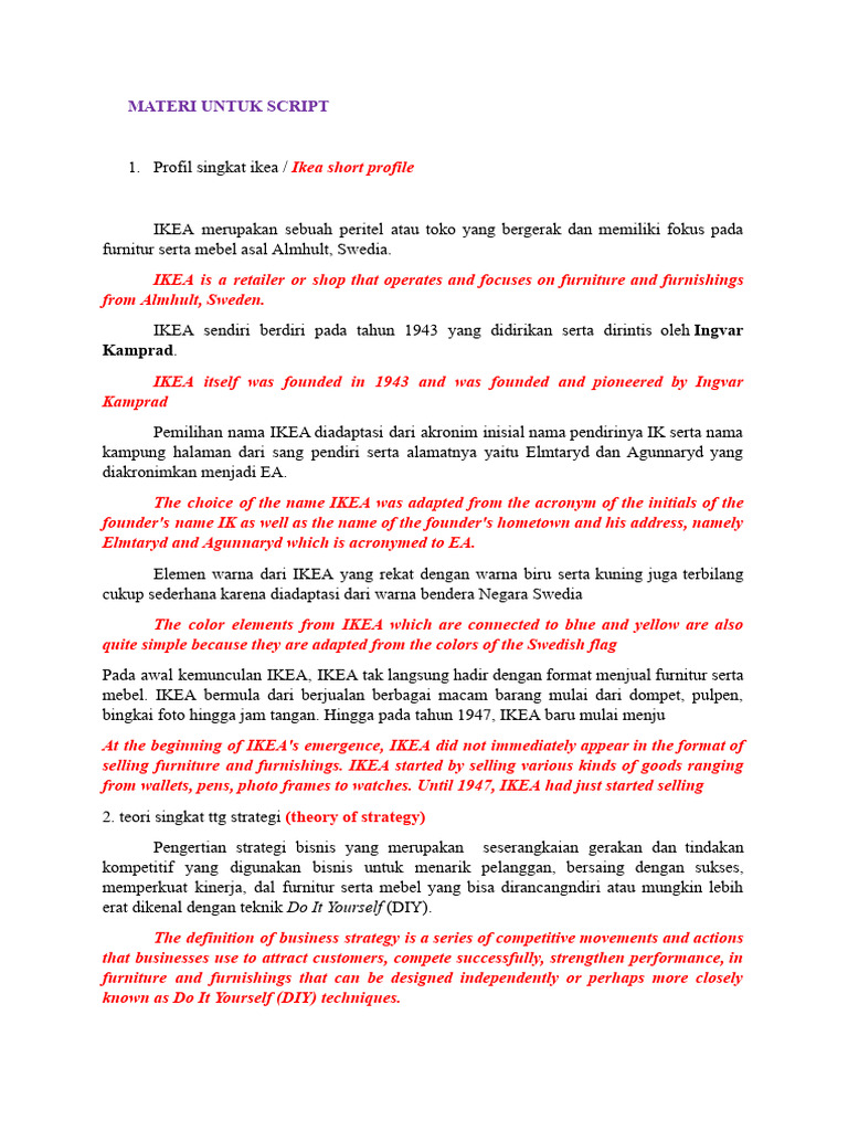 Script Video Ikea | PDF