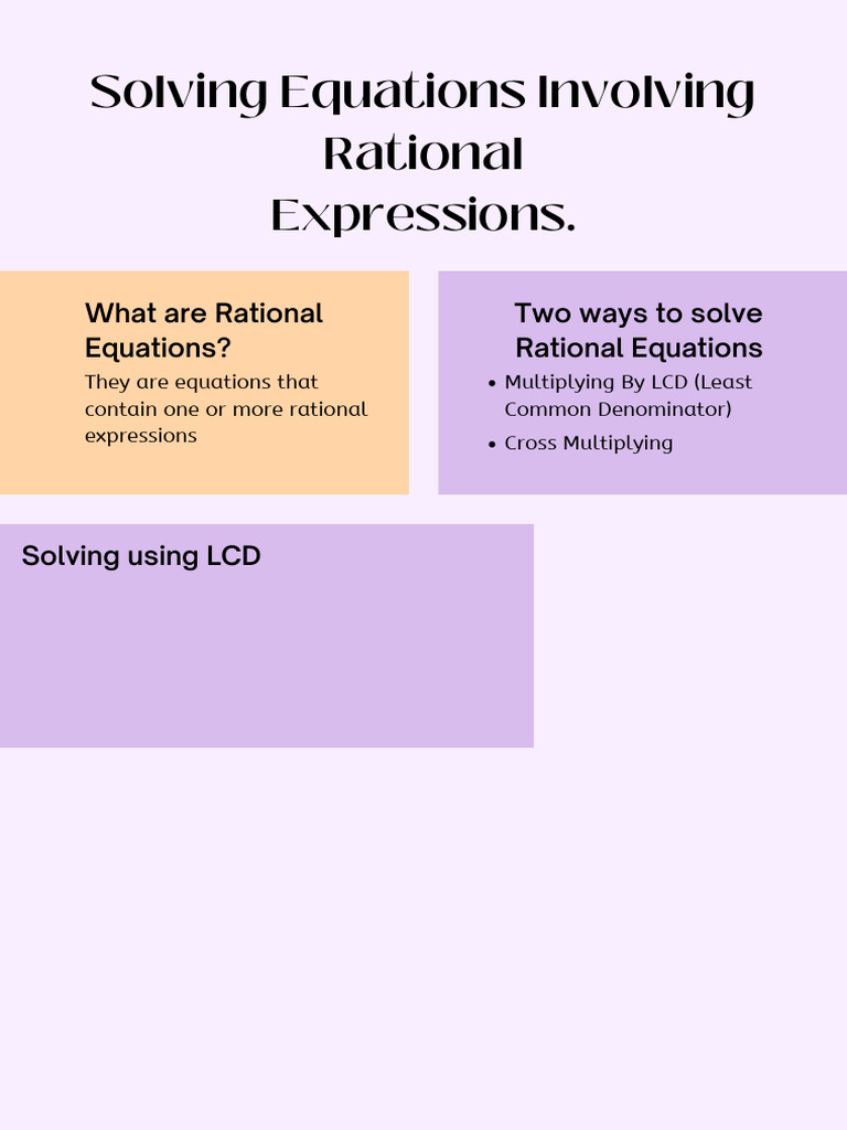 Solving Equations Involving Rational Expressions. | PDF