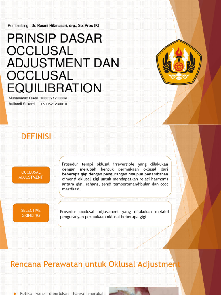 Prinsip Occlusal Adjustment dan Equilibration | PDF