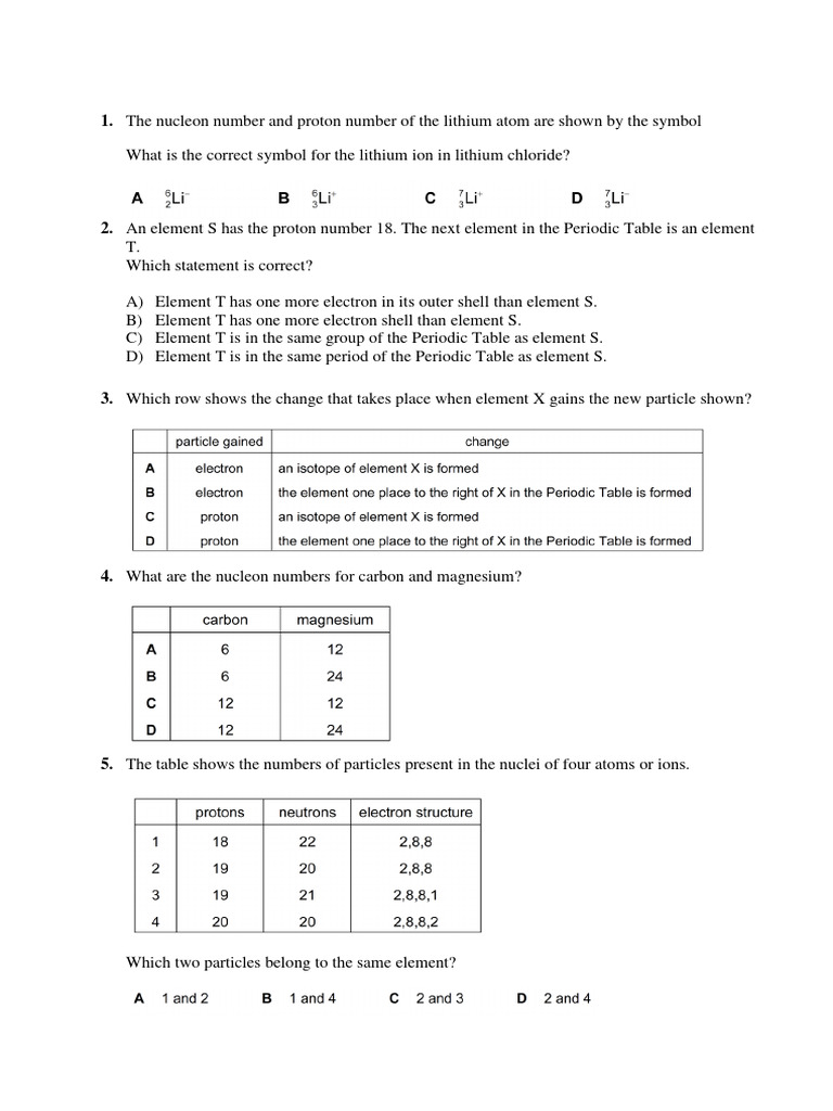 Atomic Structure And Periodic Table A Pdf Atoms Chemical Elements