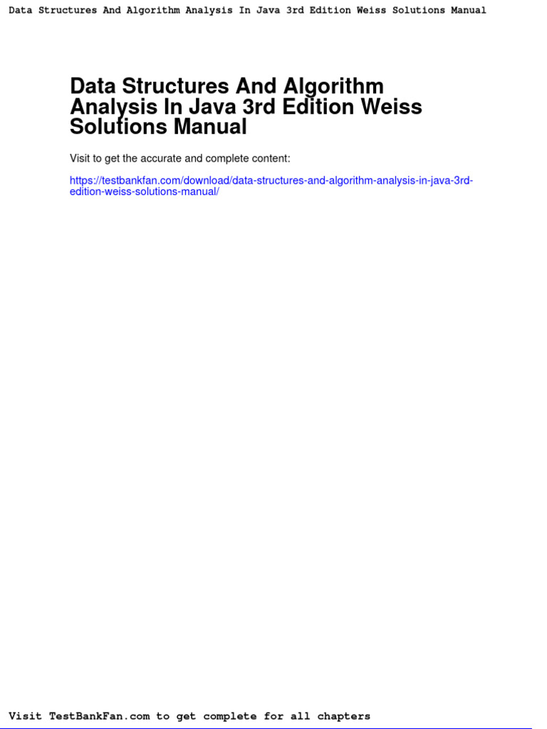 Full Download Data Structures And Algorithm Analysis In Java 3rd Edition Weiss Solutions Manual