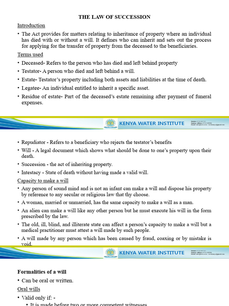 Law of Succession Notes Updated | PDF | Will And Testament | Intestacy