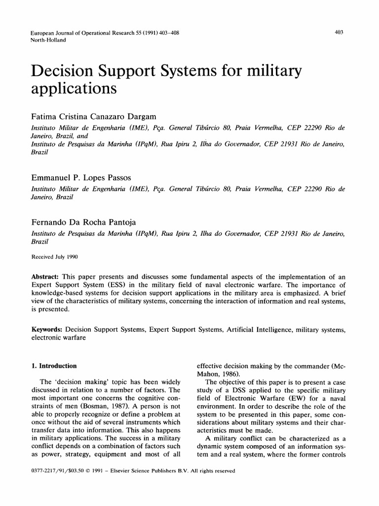 Decision Support Systems in Military EW | PDF