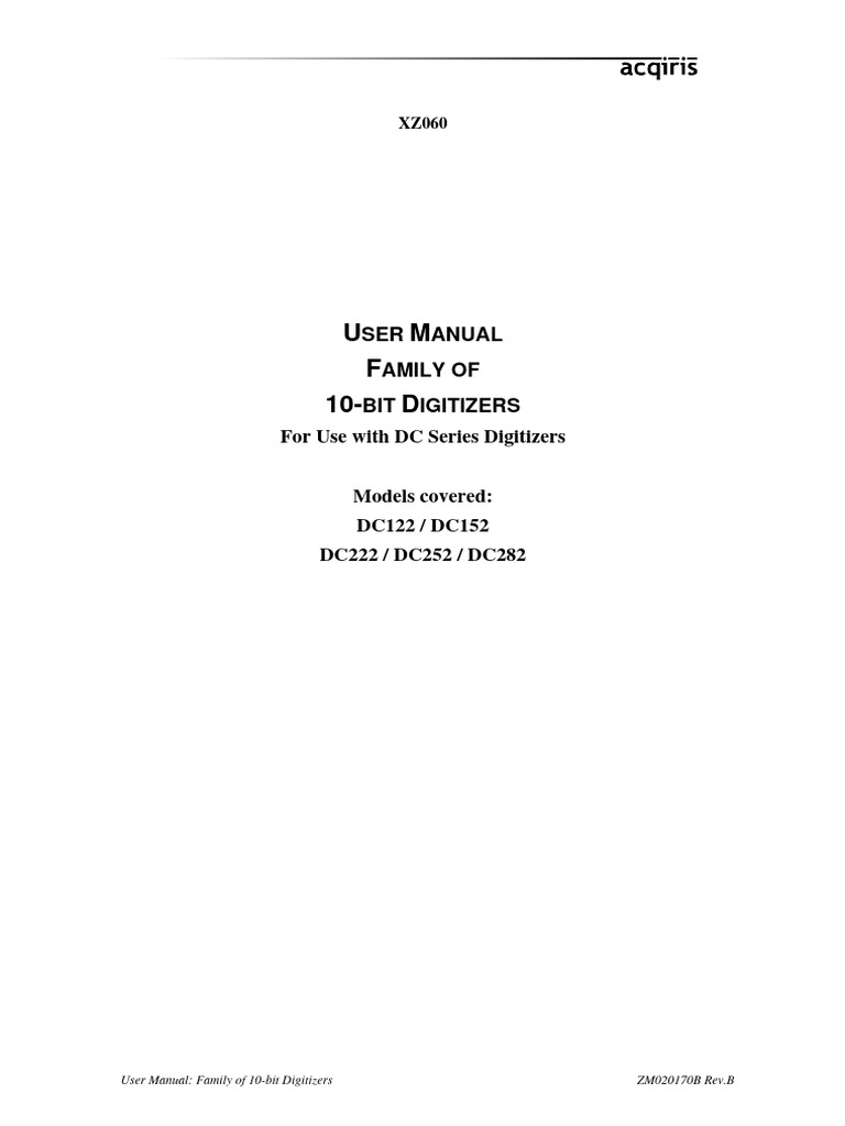 ACQIRIS-User Manual 10 Bit Digitizers | PDF | Installation (Computer Programs) | Windows 2000